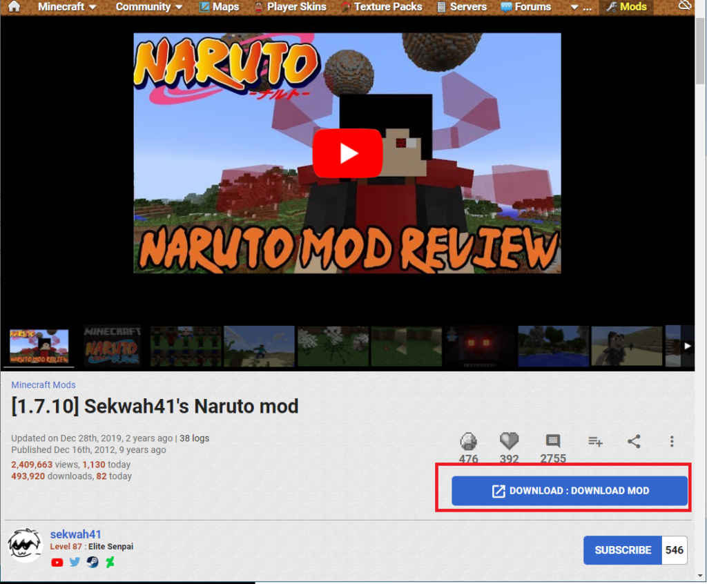 [マイクラ攻略]大人気のNARUTO MOD(1.7.10)の概要と導入方法